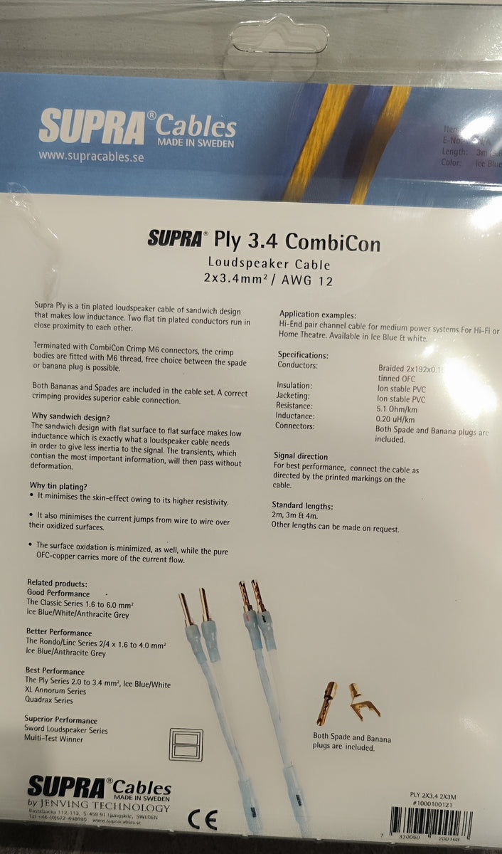 Supra PLY 3.4 Combicon cavo terminato 3+3 metri ORIGINALE ...